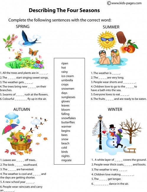Seasons Worksheets For Kids Picsbase ru Seasons Worksheets For Kids Picsbase ru