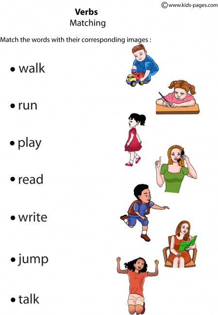 Verbs Matching 1 Worksheet Verbs Matching 1 Worksheet